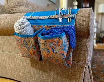 Knit Caddy. Extra Large Knitting Caddy for Sofa Arm. Pockets for Yarn ...
