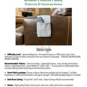 Remote Control Caddy PDF Pattern for Sofa Arm, Under Seat Cushion or ...