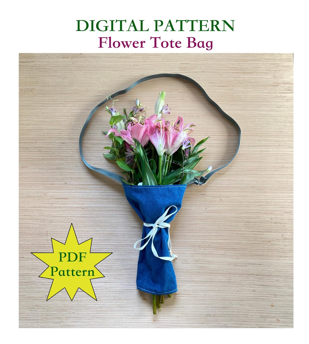 Flower Carrier Tote Sewing Pattern: Reusable Garden Bouquet (digital ...