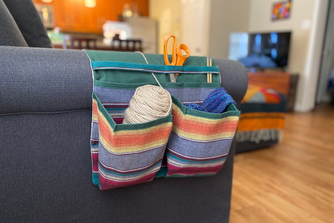 Knit Caddy. Extra Large Knitting Caddy for Sofa Arm. Pockets for Yarn ...