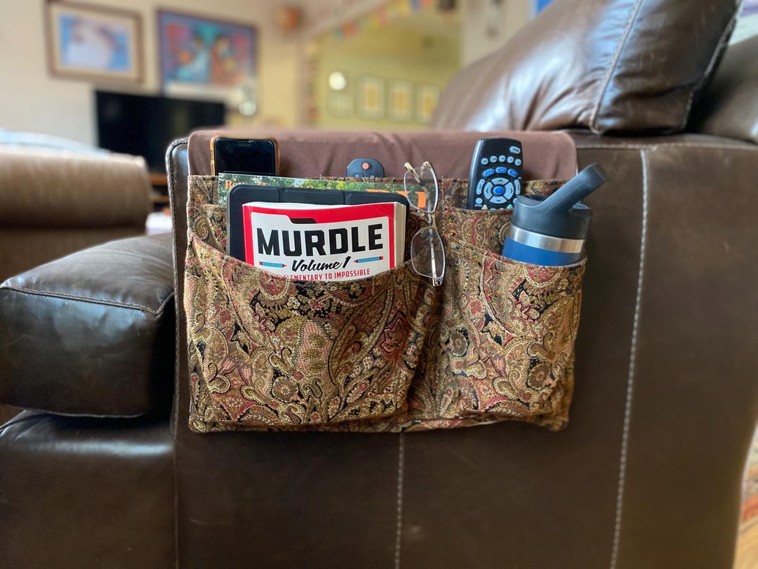 Extra Large Remote Control Caddy for Sofa Arm. Multi Pocket Organizer ...