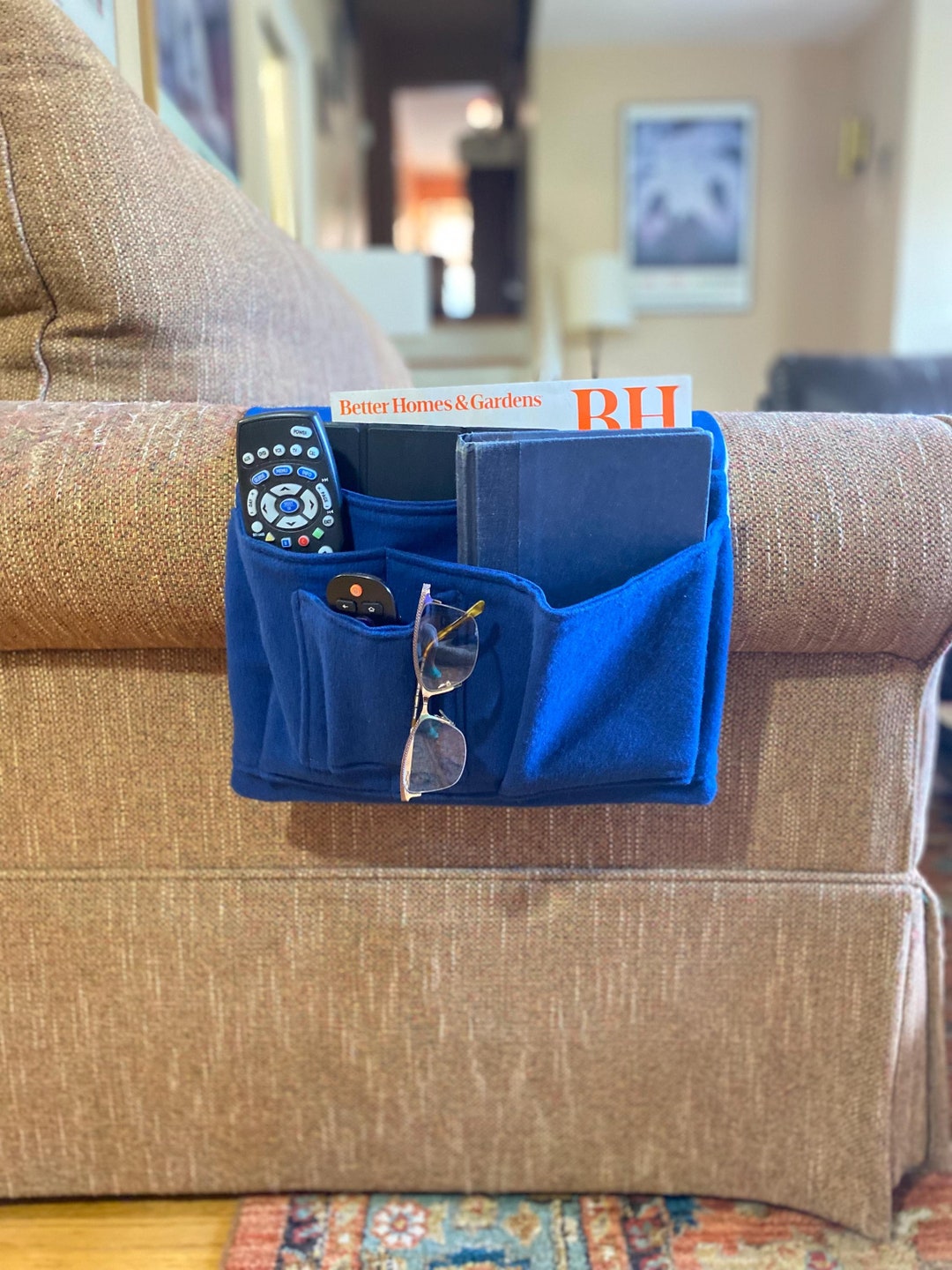 Large Remote Control Caddy for Sofa Arm, Under Seat Cushion or Bed ...