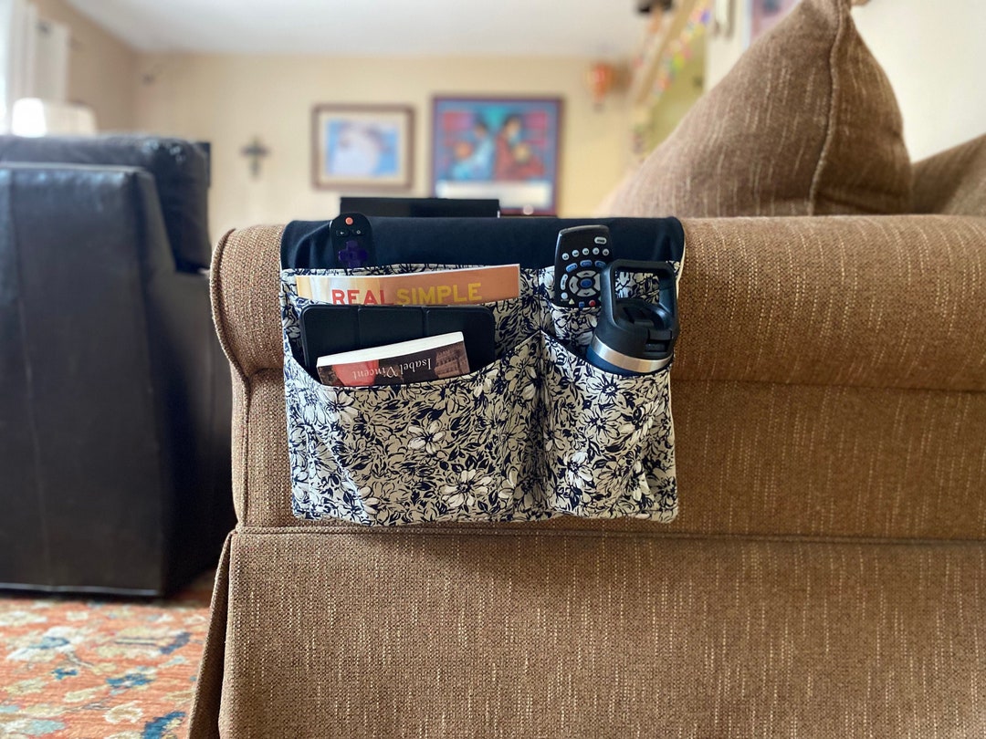 Extra Large Remote Control Caddy for Sofa Arm. Multi Pocket Organizer ...
