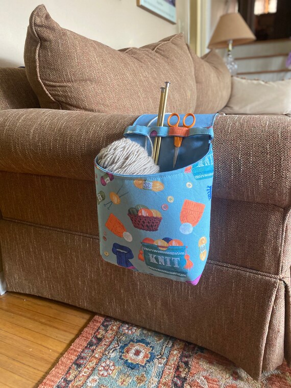 Knit Caddy Yarn Sack. Portable for Table Couch Sofa Arm or - Etsy