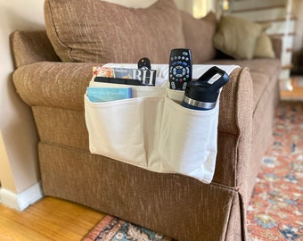 Extra Large Remote Control Caddy for Sofa Arm. Multi Pocket Organizer ...
