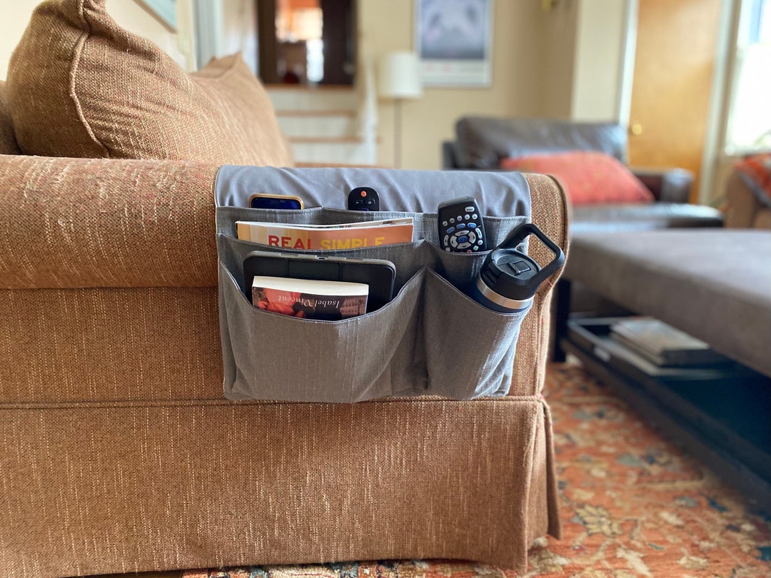 Extra Large Remote Control Caddy for Sofa Arm. Multi Pocket Organizer ...