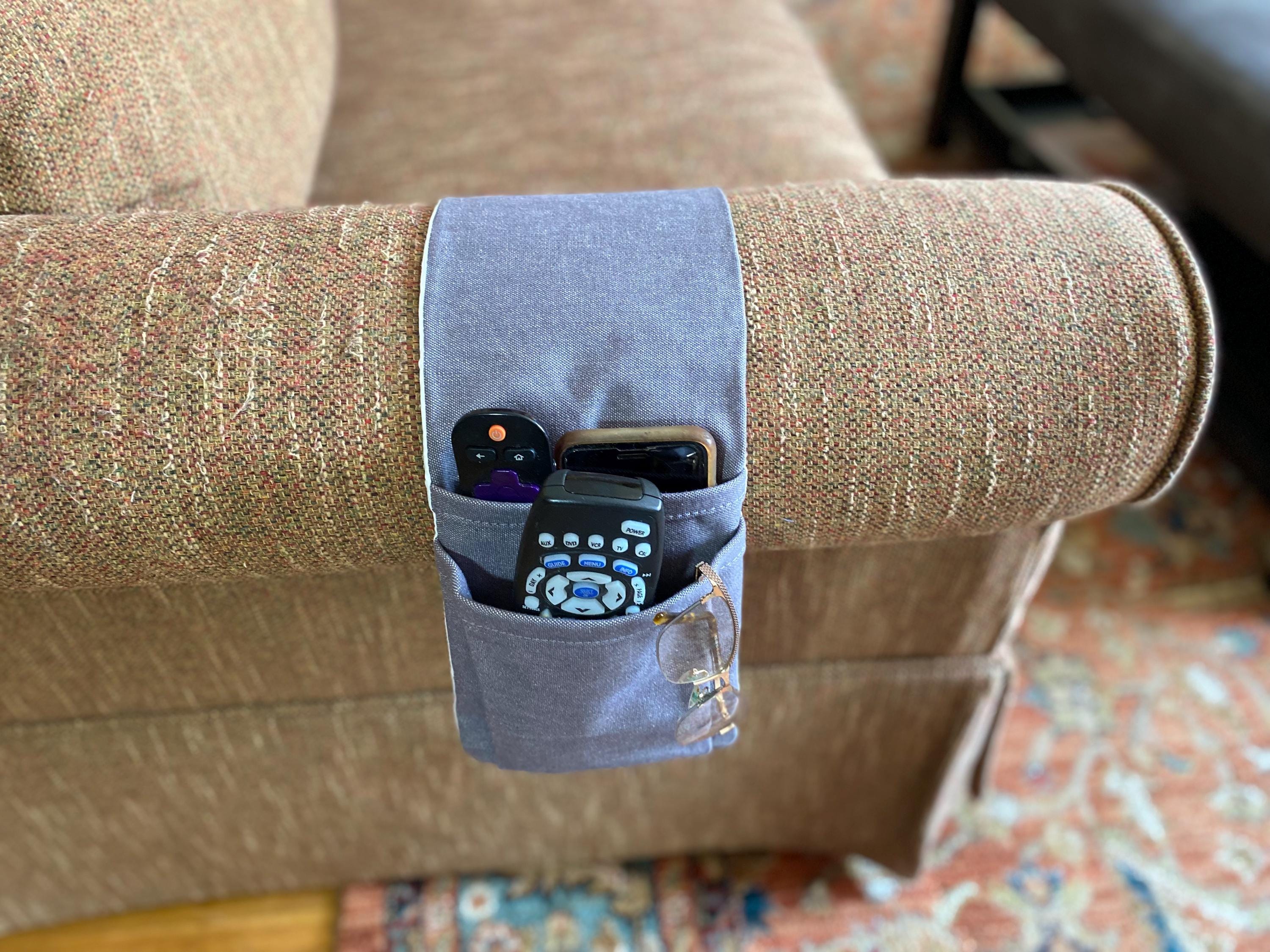 Remote Control Caddy With Double Pockets. Extra Long Armrest Organizer ...