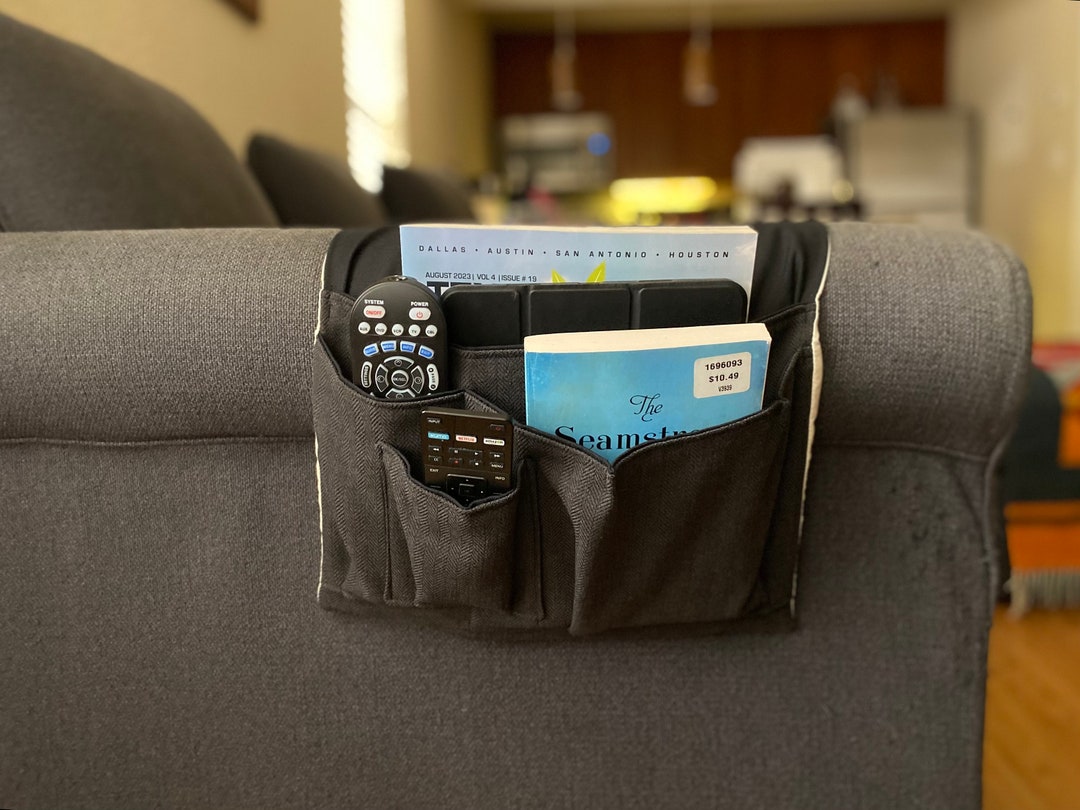 Large Remote Control Caddy for Sofa Arm, Under Seat Cushion or Bed ...