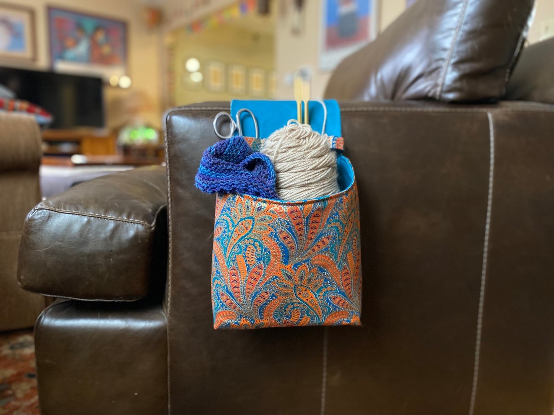 Knit Caddy. Extra Long Knitting Caddy. Yarn Sack for Sofa Arm or Arm ...