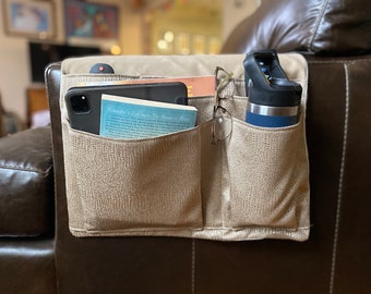 Extra Large Remote Control Caddy for Sofa Arm. Multi Pocket Organizer ...