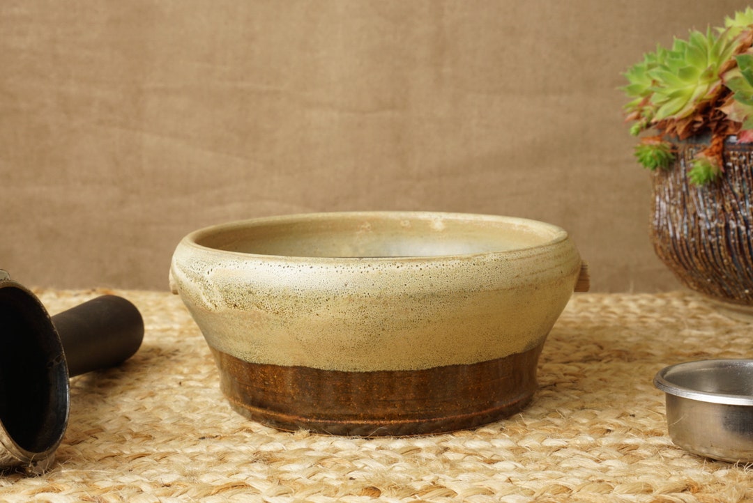 Knock Box. Mottled Cream Knock Box. Handmade Studio Pottery. Height 6cm ...