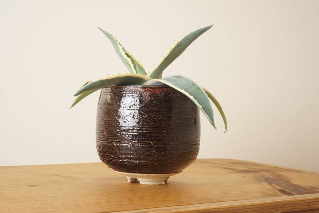 Plant Pot. Dark Black and Red Plant Pot. Handmade Studio Pottery X24 - Etsy