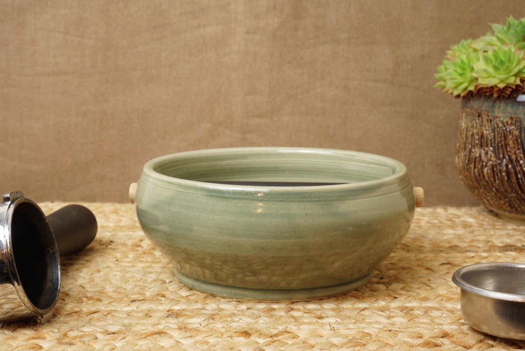 Knock Box. Green Coffee Knock Box. Handmade Studio Pottery. Height 6cm ...