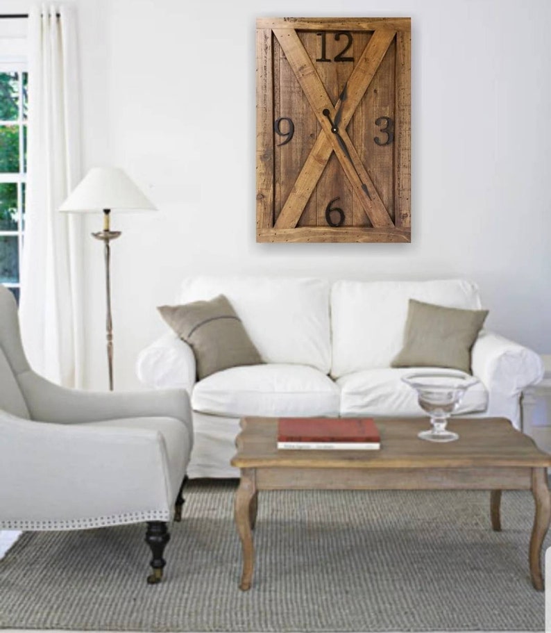 Reclaimed Wood Barn Door Farmhouse Wall Clock With Weathered Finish ...