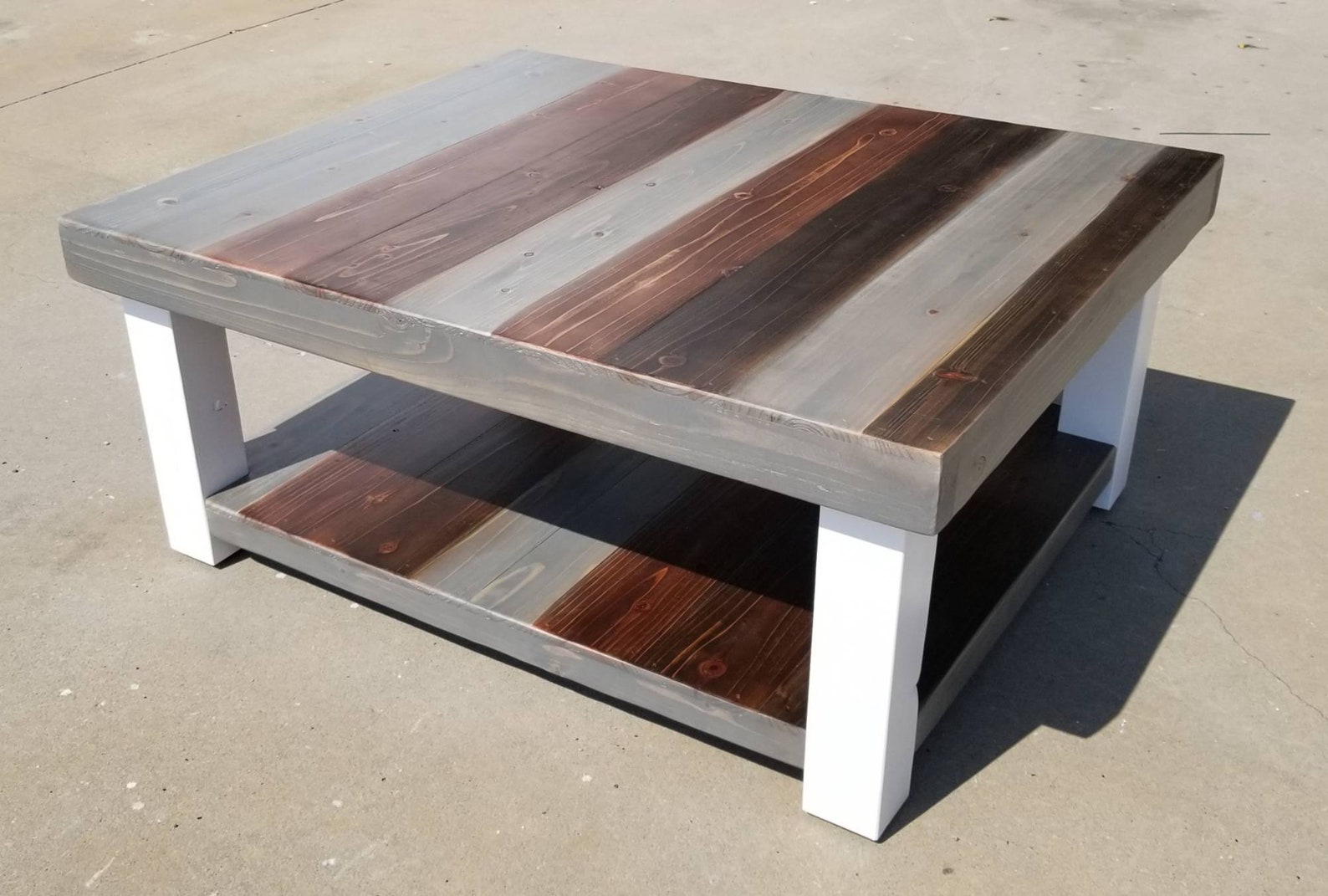 Reclaimed Wood Coffee Table With Multi-colored Stain and Lower - Etsy