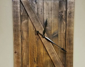 Reclaimed Wood Barn Door Farmhouse Wall Clock With Weathered | Etsy