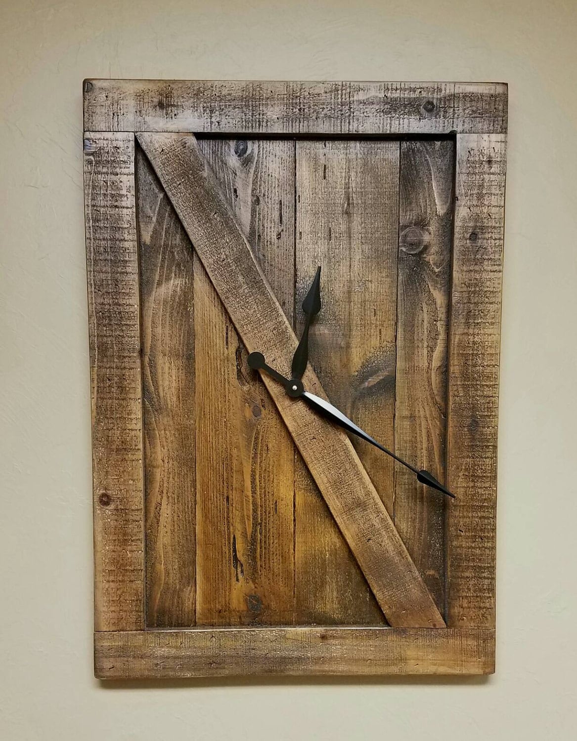 Reclaimed Wood Barn Door Farmhouse Wall Clock With Weathered Finish ...