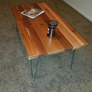 Industrial farmhouse coffee table with solid reclaimed cedar | Etsy