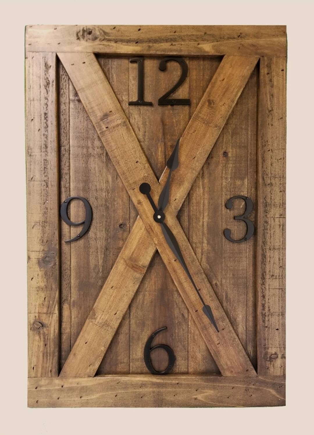 Reclaimed Wood Barn Door Farmhouse Wall Clock With Weathered Finish ...