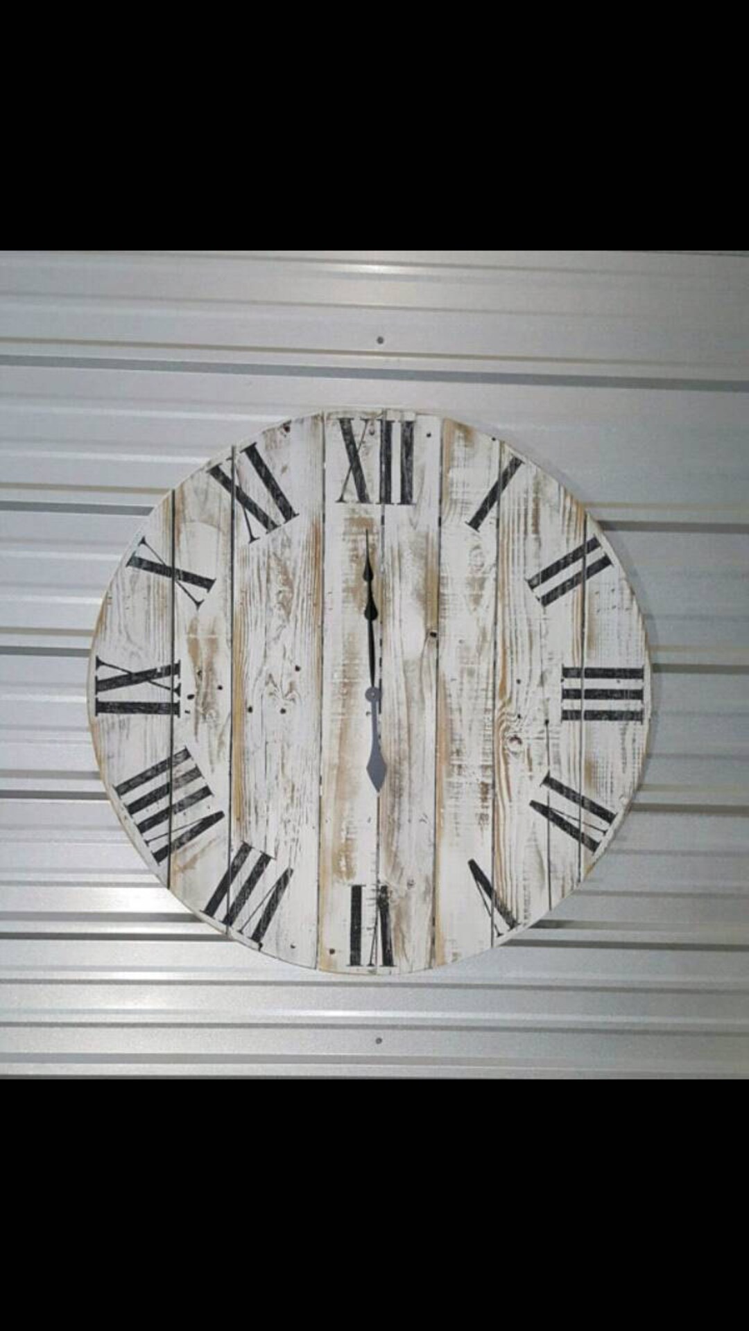 60in "classic" Farmhouse Clock With White Distressed Finish and Roman ...