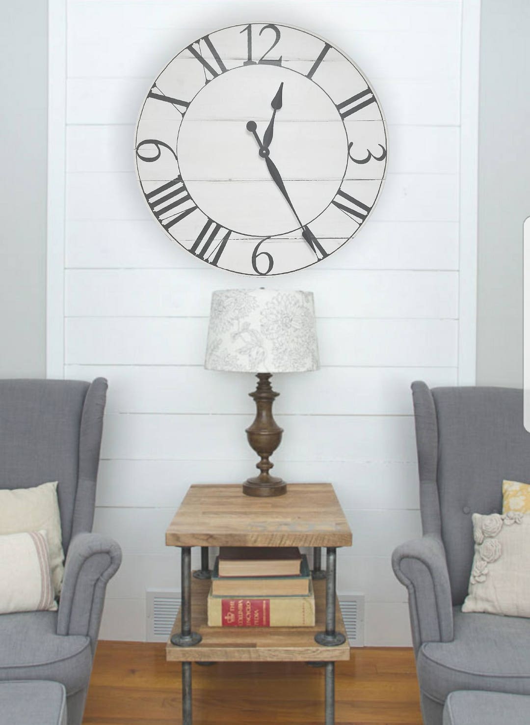 The Russell Farmhouse Clock - Rustic Clock - Oversized Wall Clock - Big ...