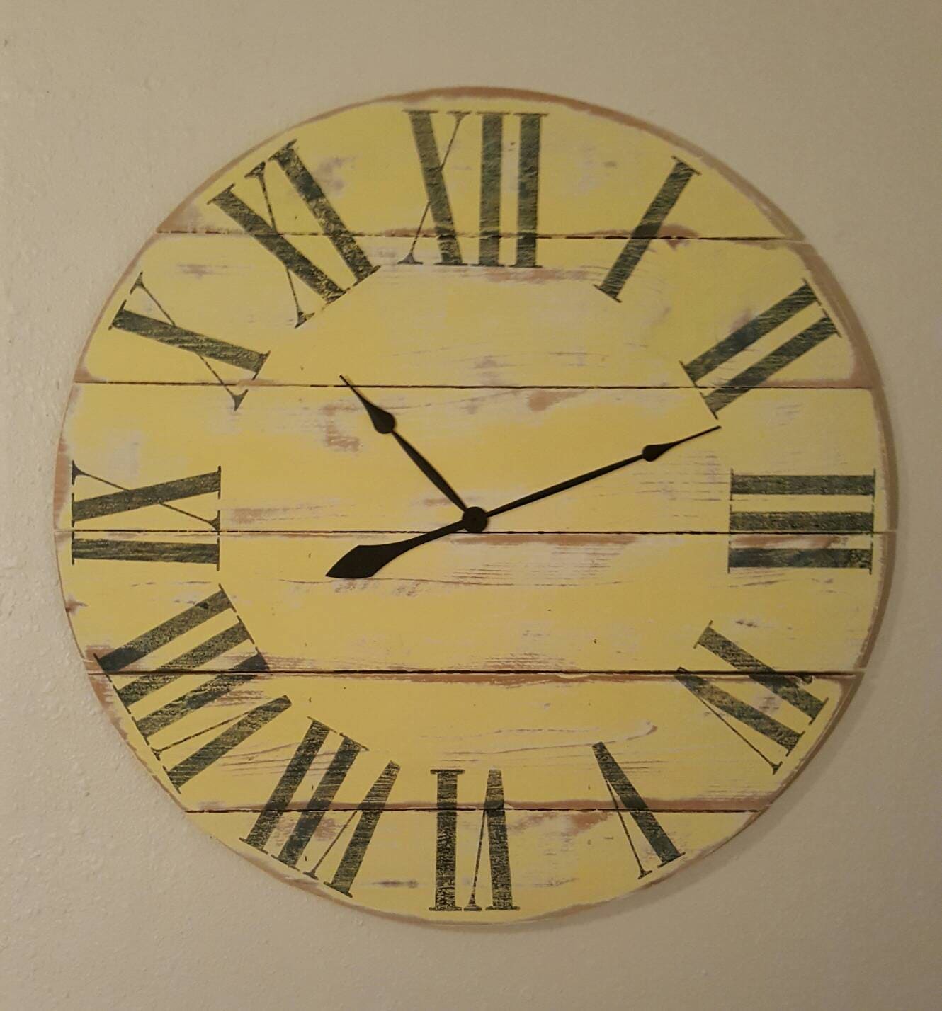 Yellow horizontal Classic farmhouse wall clock Oversized | Etsy