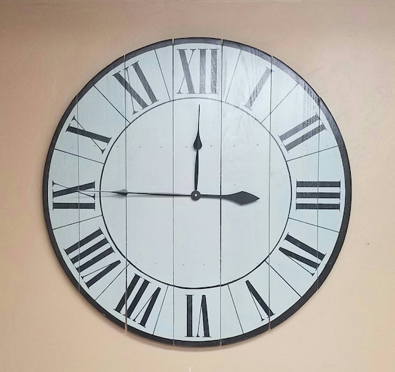 Alexandra Weathered Wood Farmhouse Style Wall Clock With | Etsy