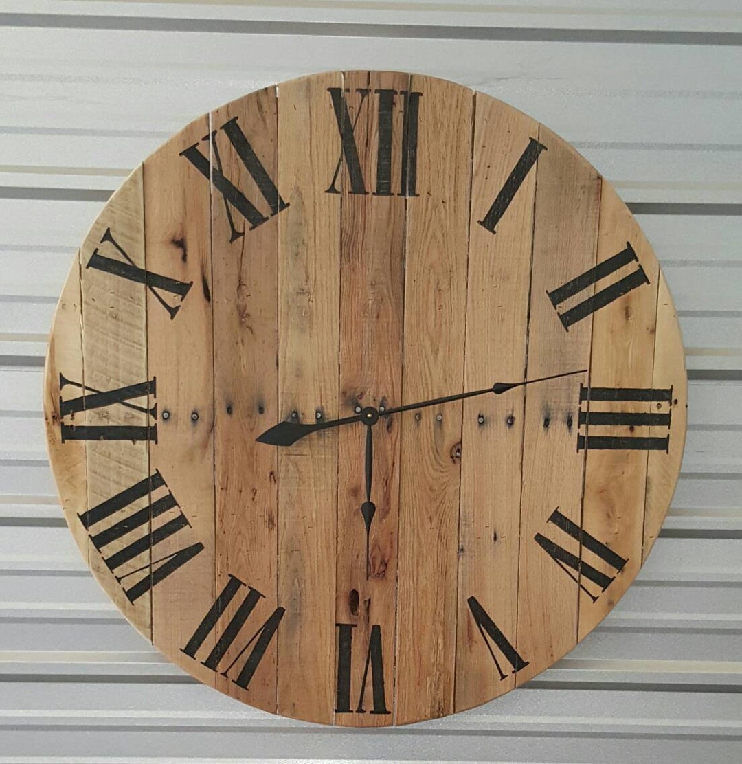 50" Reclaimed Wood Farmhouse Fixer Upper Style Wall Clock With Natural ...