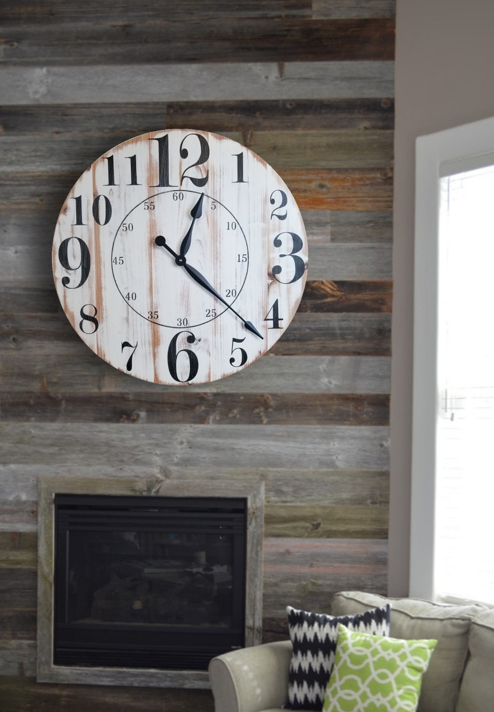 The Piper Farmhouse Clock - Rustic Clock - Over Sized Wall Clock - Big ...