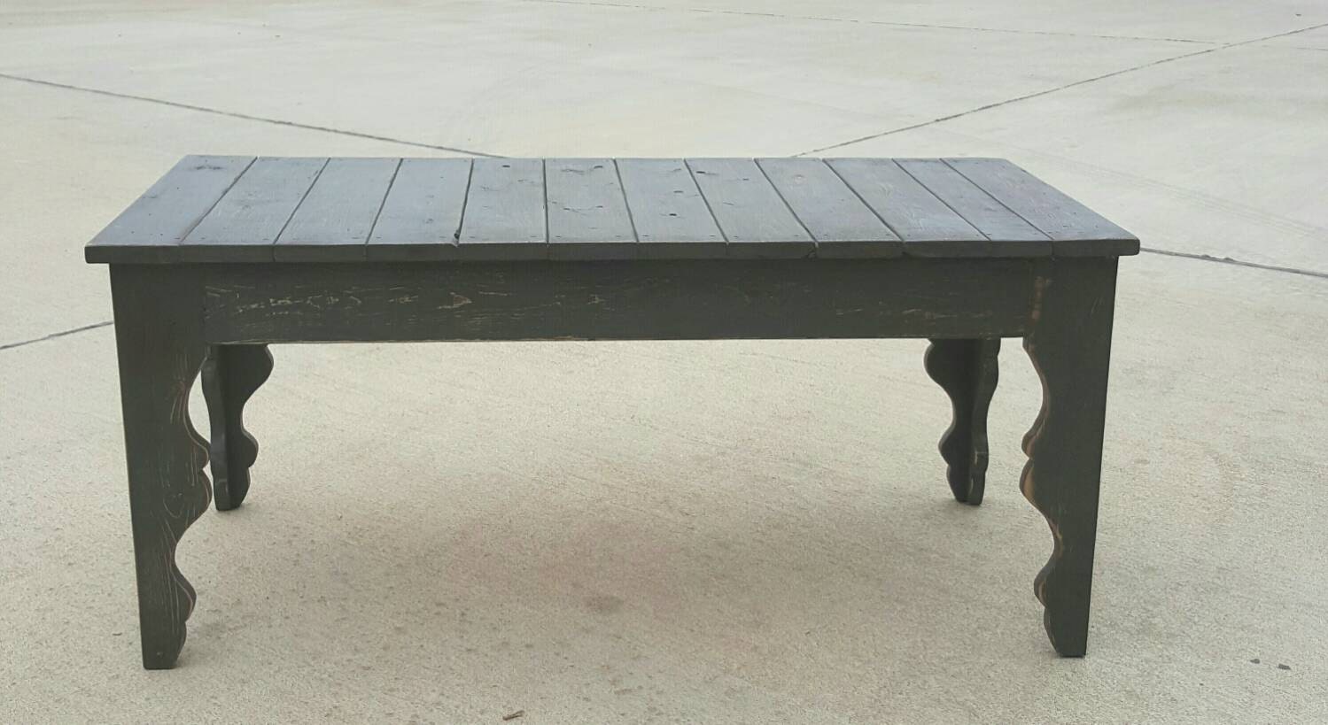Shabby Chic Farmhouse Style Coffee Table With Gray Distressed, Antiqued ...