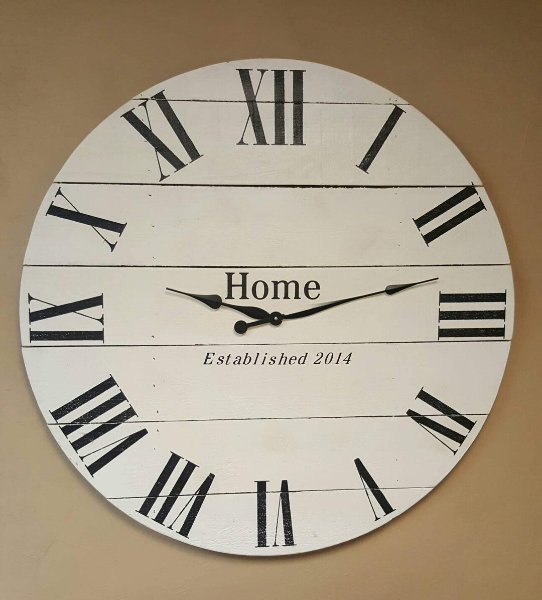 29in "home" Monogrammed Farmhouse Wall Clock - Oversized Wall Clock ...