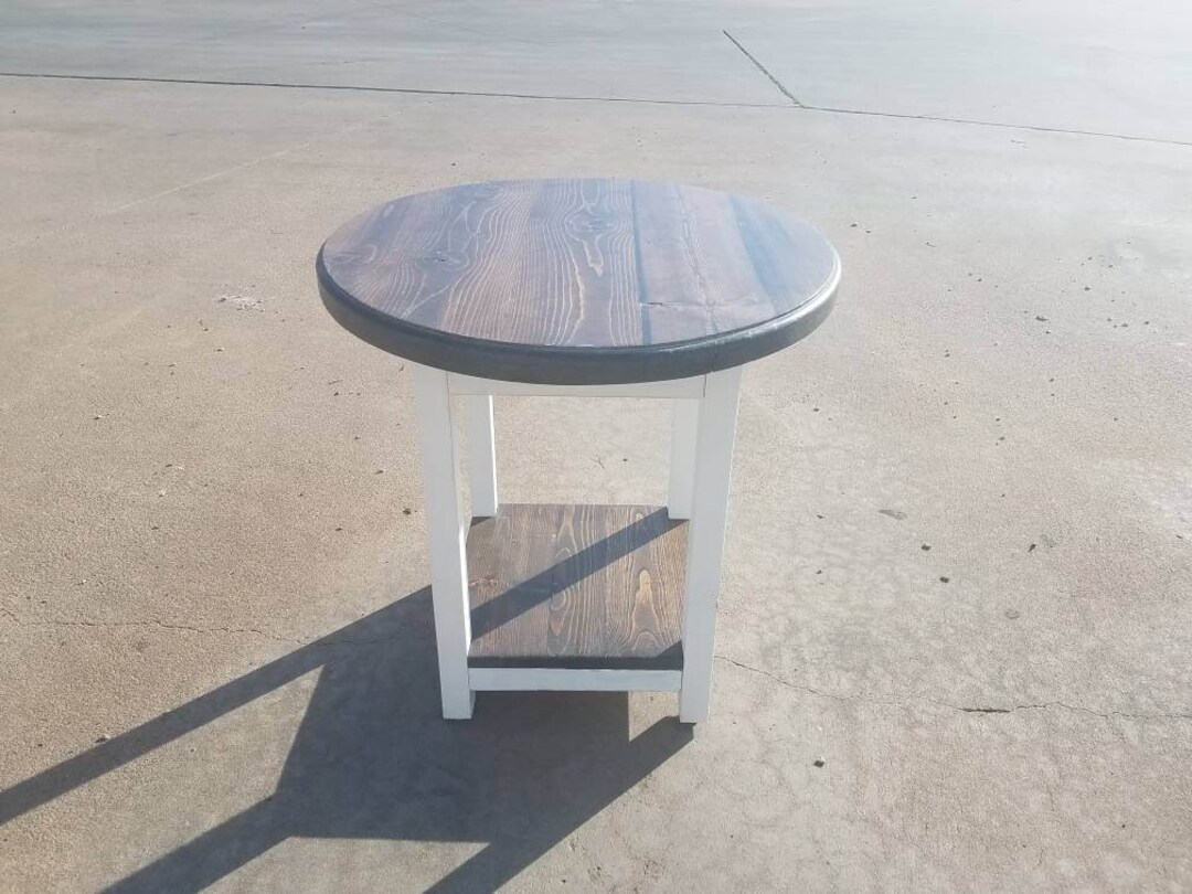 Round Farmhouse Wood Side Table - Farmhouse End Table - Rustic Table ...