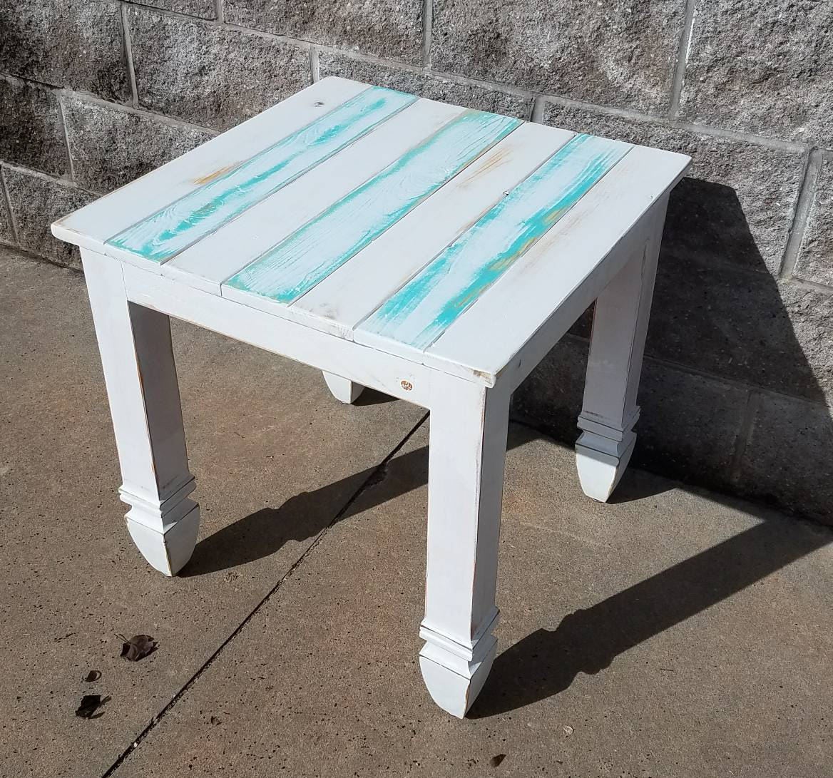 Reclaimed Wood End Table Rustic Table White Distressed End - Etsy