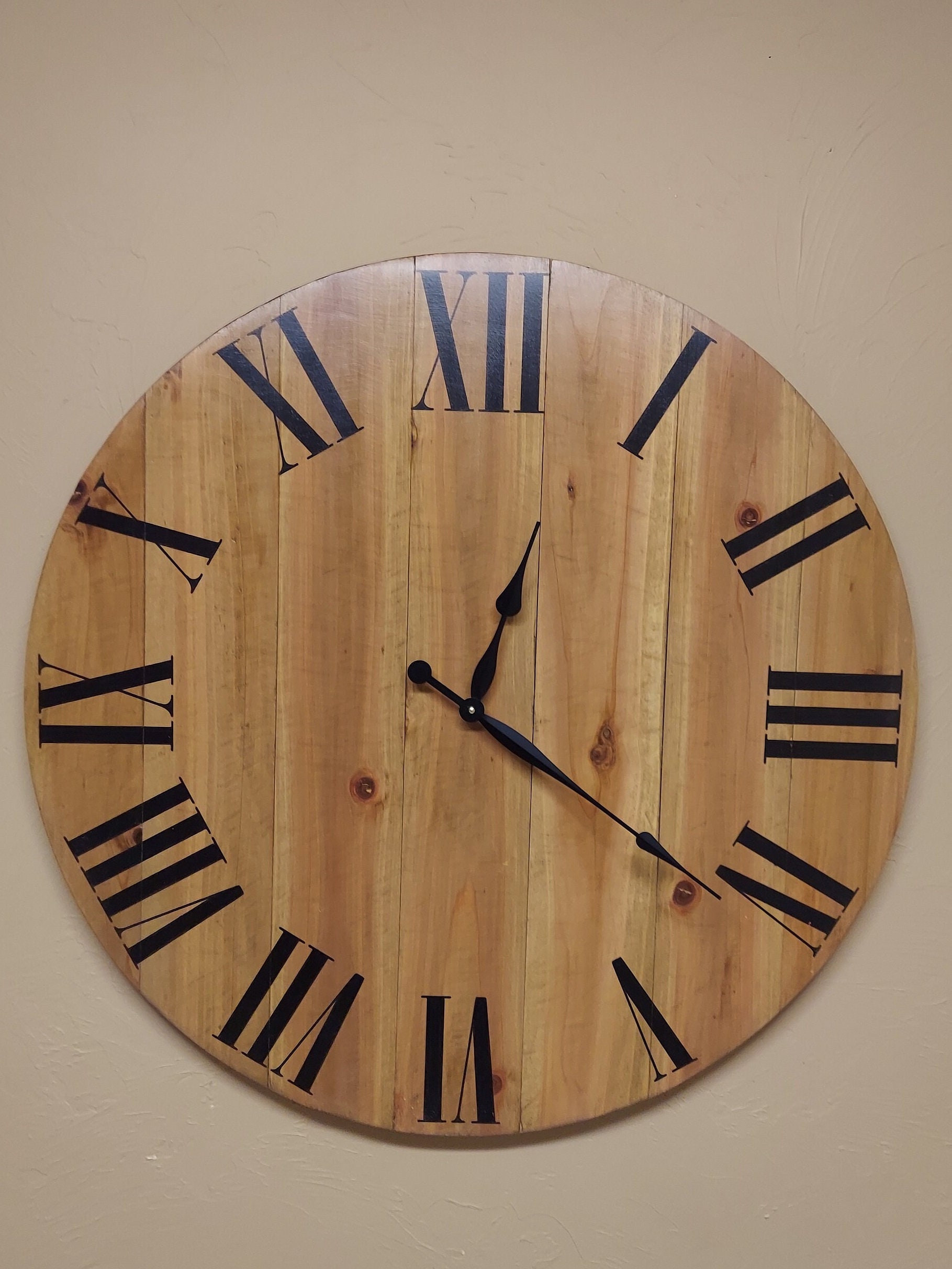 36in natural Classic Oversized Wall Clock Oversized Farmhouse Wall ...