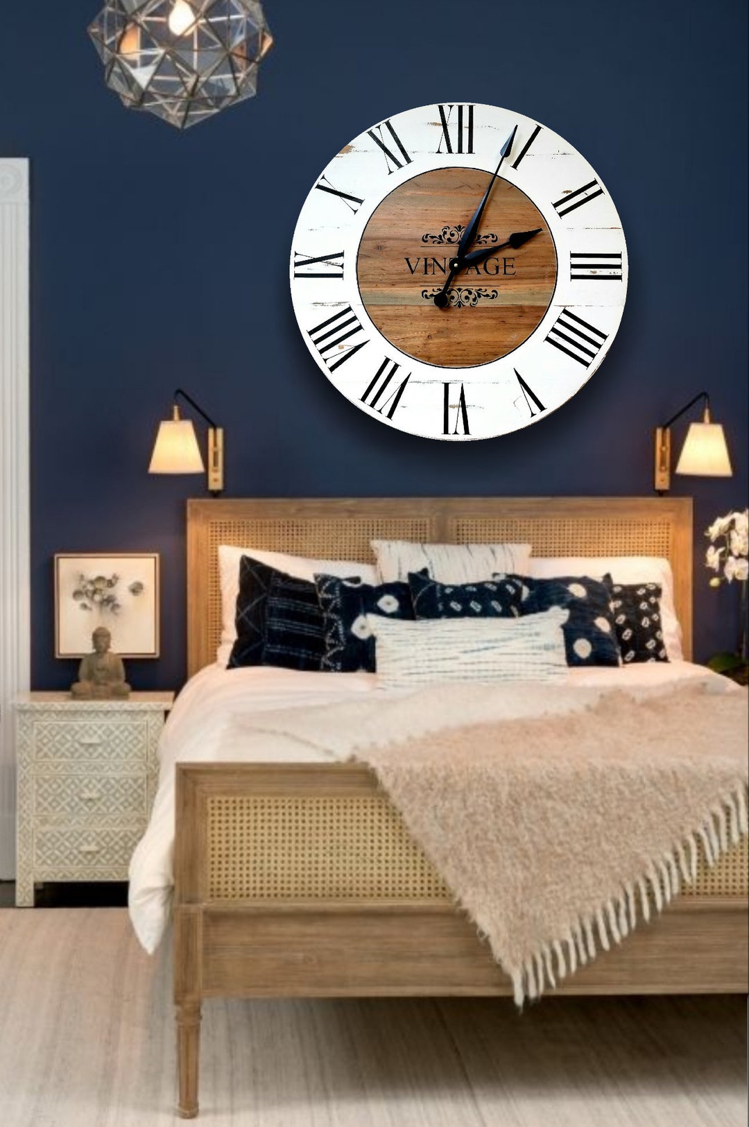 The Valentina Farmhouse Wall Clock - Large Wall Clock - Big Clock ...