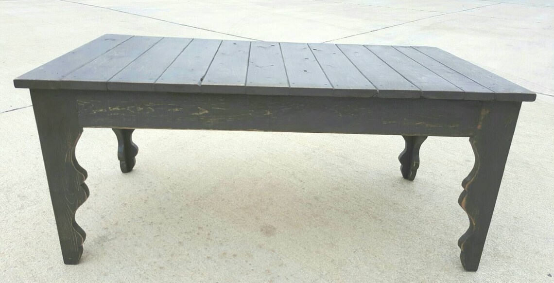Shabby Chic Farmhouse Style Coffee Table With Gray Distressed, Antiqued ...