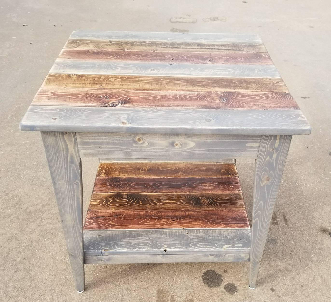 Nantucket Farmhouse End Table With Multicolored Stain Finish and Lower ...