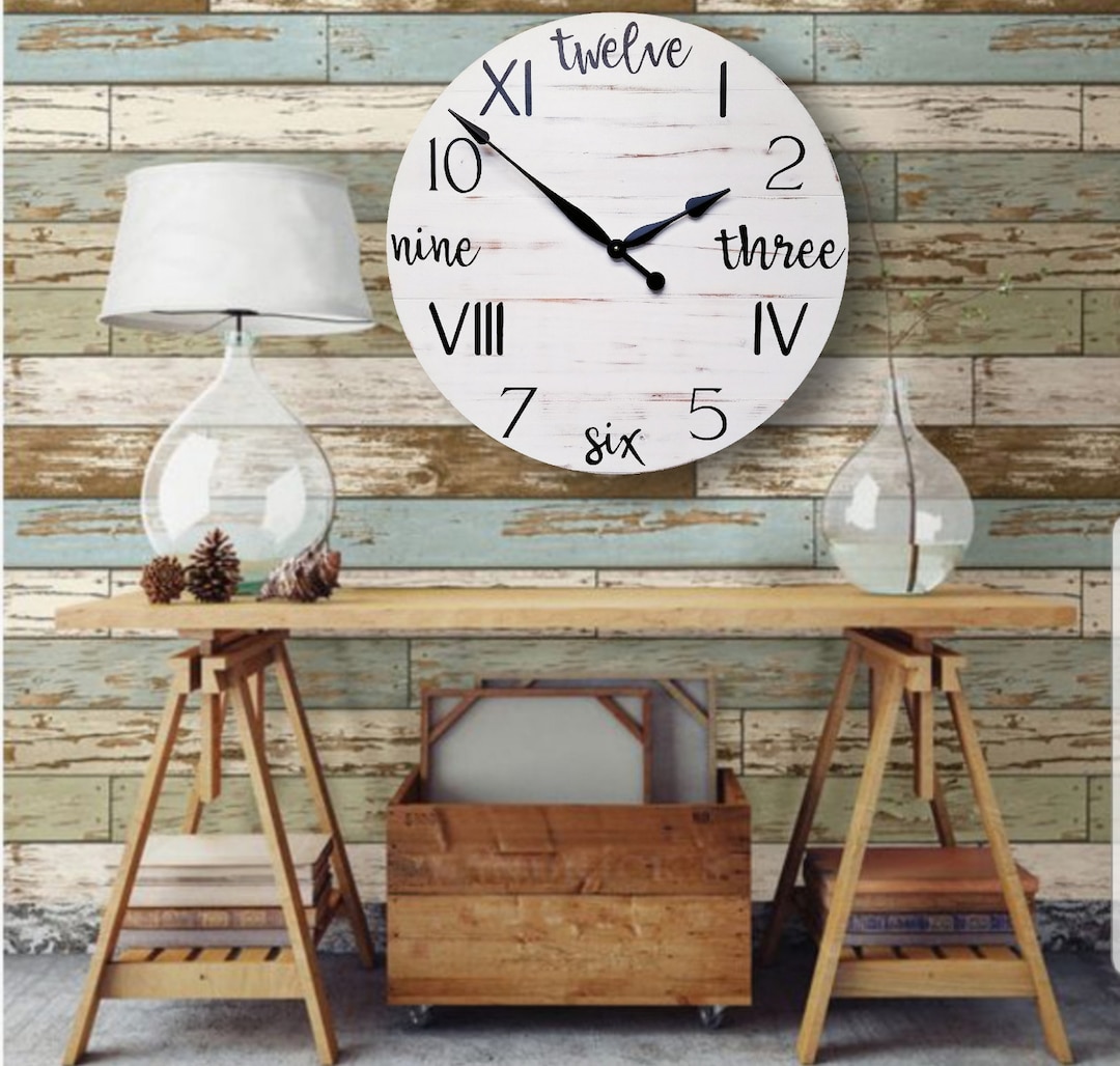 The Isabella Farmhouse Wall Clock - Large Wall Clock - Big Clock ...