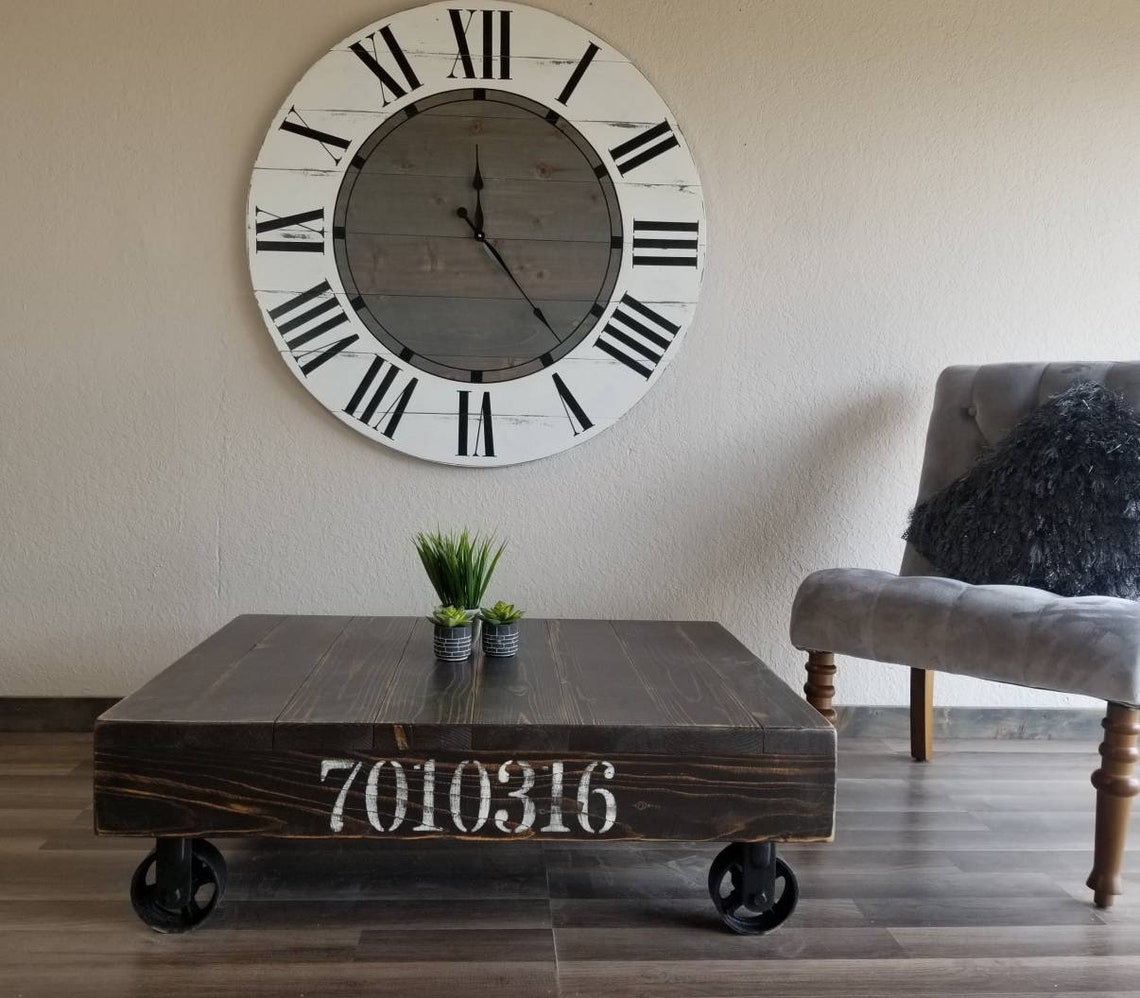 Industrial / Rustic Rail Cart Coffee Table Farmhouse-style - Etsy