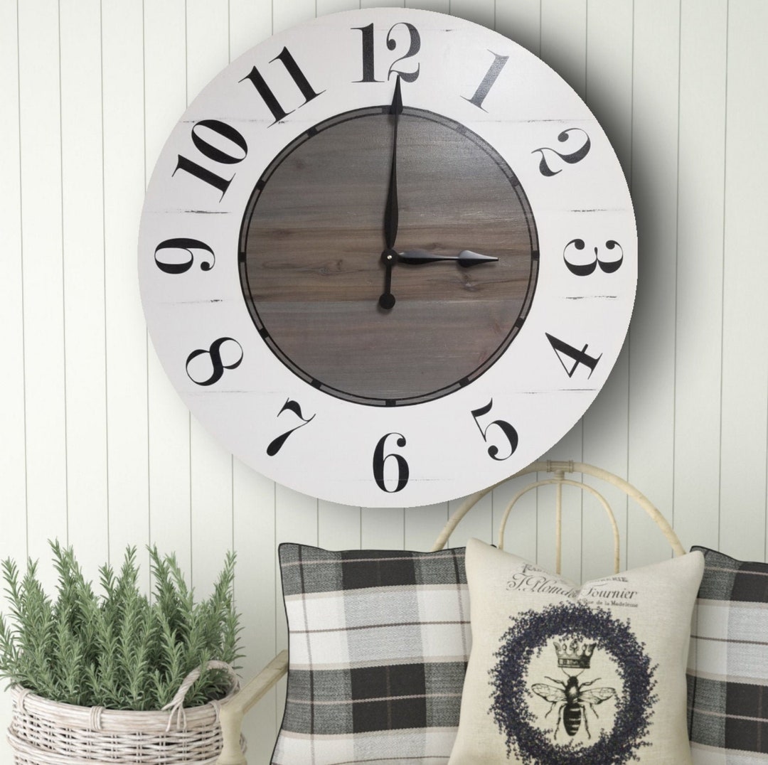 The Cora Farmhouse Clock Rustic Clock Over Sized Wall Clock Big Clock ...