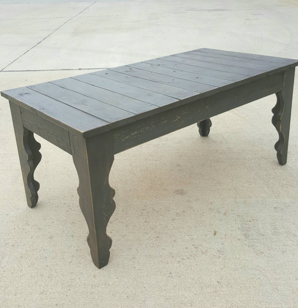 Shabby Chic Farmhouse Style Coffee Table With Gray Distressed, Antiqued ...