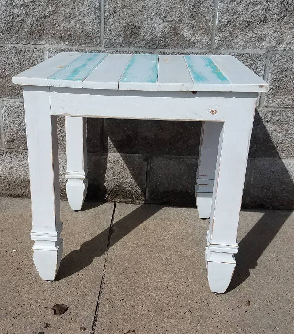 Reclaimed Wood End Table Rustic Table White Distressed End - Etsy
