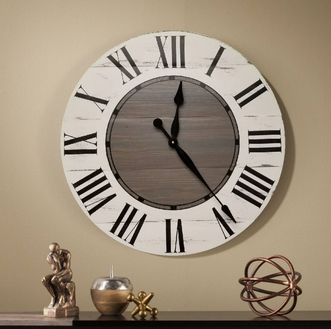 The Tovie Farmhouse Clock - Rustic Clock - Oversized Wall Clock - Big ...
