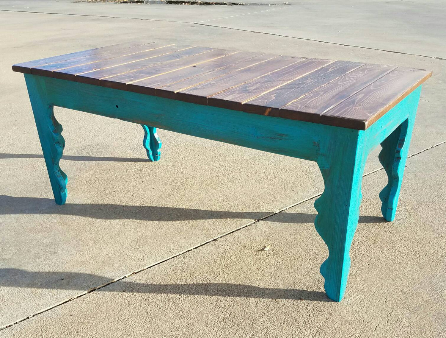 Reclaimed wood coffee table with scroll legs farmhouse decor | Etsy