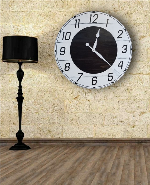 The Audrey Farmhouse Clock Rustic Clock Over Sized Wall | Etsy