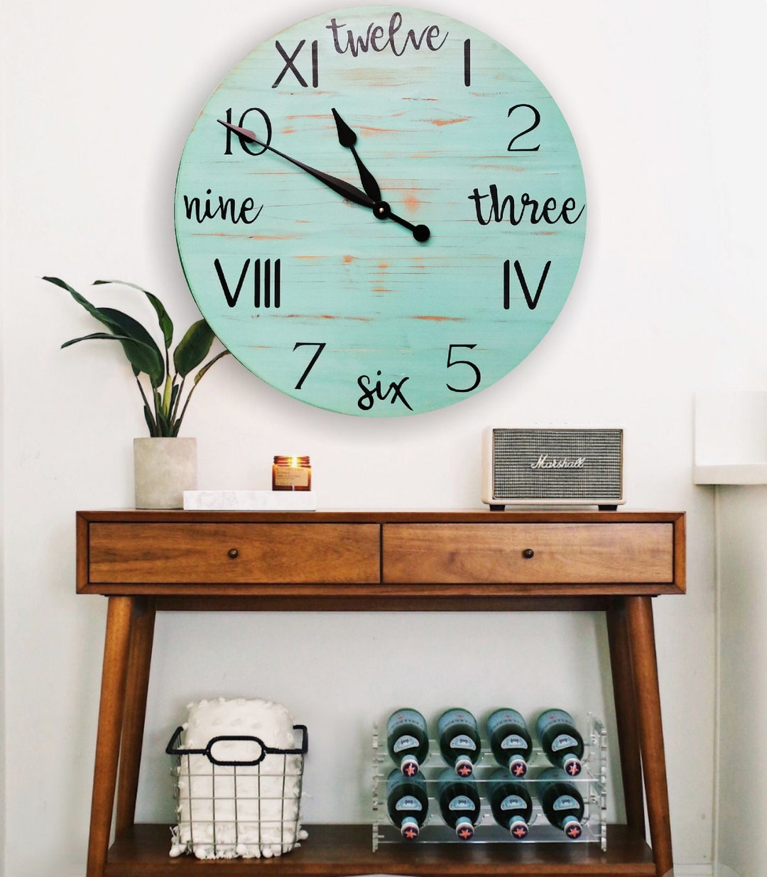 The Ava Farmhouse Wall Clock - Large Wall Clock - Big Clock - Farmhouse ...