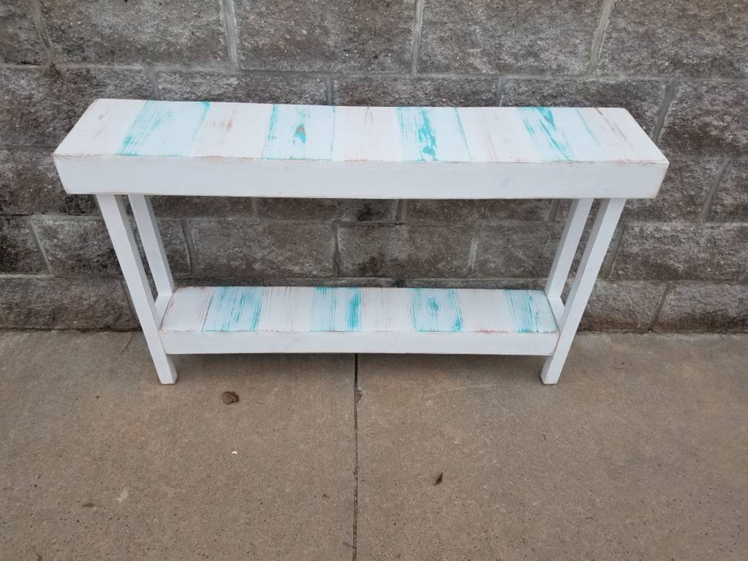 Farmhouse Style Sofa Table/console Table With White and Turquoise ...