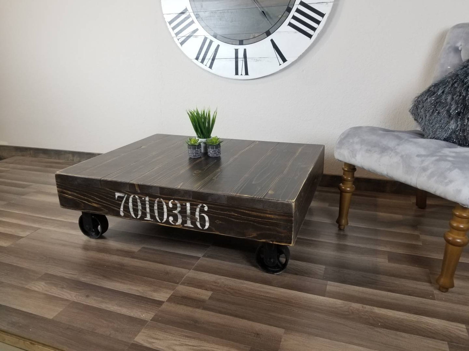 Industrial / Rustic Rail Cart Coffee Table Farmhouse-style - Etsy
