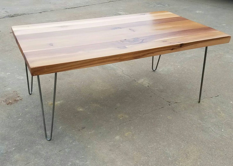 Industrial farmhouse coffee table with solid reclaimed cedar | Etsy