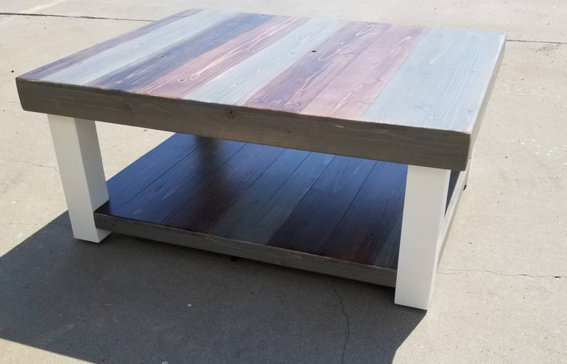 Reclaimed Wood Coffee Table With Multi-colored Stain and Lower - Etsy